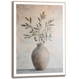 Poster Reinders "Oliven auf Vase", gr&uuml;n (farbe bild(er): gr&uuml;n), B:50cm H:70cm T:2,2cm, Bilder, Poster, Wohnzimmer - Gr&uuml;n - MDF - Abstrakt - 50x70 cm