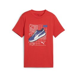 T-Shirt Puma "GRAPHICS TEE IV B", Jungen, Gr. 176, rot (rot fire), Jersey, Obermaterial: 100% Baumwolle, bedruckt, regular fit normal, Rundhals, Shirts T-Shirt, Regular Fit, Rundhalsausschnitt, Kurzarm, f&uuml;r Jugendliche