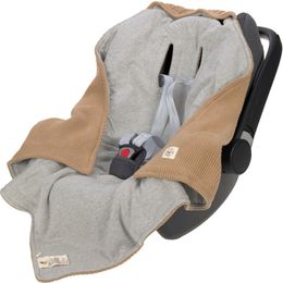 L&auml;ssig Einschlagdecke L&Auml;SSIG "f&uuml;r Babyschale, sand", Baby, Gr. B/L: 78cm x 78cm, beige (sand), Baumwolle, unifarben, Wohndecken Einschlagdecke