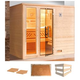 Sauna Weka "Bergen 3", beige (natur), ohne Ofen, (ohne Ofen), Saunen, Sauna, ohne Ofen