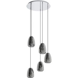 Eglo H&auml;ngeleuchte "ALOBRASE", schwarz (chromfarben, schwarz, transparent), 5, &Oslash; 54cm, Leuchten, chrom / &Oslash;54 x H150 cm / Pendellampe / Esstischlampe / K&uuml;che, H&auml;ngeleuchte