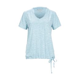 T-Shirt Killtec "WMN TSHRT F", Damen, Gr. 48, blau, Obermaterial: 94% Polyester, 6% Elasthan, Rundhals, Shirts T-Shirt, Gestreiftes, schnelltrocknendes Funktionsshirt mit verstellbarem Saum