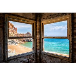 Fototapete papermoon "Alte Fenster", bunt, B:3m L:2,23m, Vlies, Tapeten, Fototapete