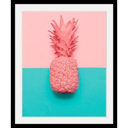 Bild queence "Ananas", bunt (farbe rahmen: schwarz, farbe bild(er): bunt), B:40cm H:50cm T:3cm, Acrylglas, Holz, Papier, Bilder, Bild, HD Premium Poster-Druck inkl. Holzrahmen