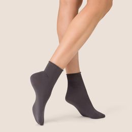 Socken Kunert "Socke Sensual Cotton", Damen, Gr. 35-38, grau (antracite 8140), Obermaterial: 65% Baumwolle CO. 30% Polyamid PA. 5% Elasthan EL., Socken Socken