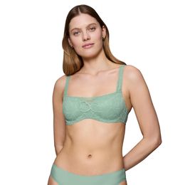 Balconette-BH Triumph "Body Make-Up Illusion Lace", Damen, Gr. 75, Cup D, gr&uuml;n (misty turquoise), Microtouch, Obermaterial: 51% Polyamid, 37% Polyester, 12% Elasthan, BHs Balconette-BH, feine feminine Stretch-Spitze, Microfaser, verstellbare Tr&auml;ger