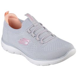Slip-On Sneaker Skechers "SUMMITS", Damen, Gr. 39, grau (grau, meliert), Textil, meliert, Schuhe Slip-On Sneaker, Freizeitschuh, Halbschuh, Slipper mit flexibler Traktionslaufsohle, Topseller