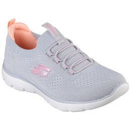 Slip-On Sneaker Skechers "SUMMITS", Damen, Gr. 36, grau (grau, meliert), Textil, meliert, Schuhe Slip-On Sneaker, Freizeitschuh, Halbschuh, Slipper mit flexibler Traktionslaufsohle, Topseller