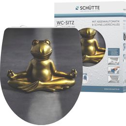 Sch&uuml;tte WC-Sitz SCH&Uuml;TTE "Relaxing Frog", grau (grau, goldfarben), B:374cm L:450cm, Duroplast, WC-Sitze, WC-Sitz, Duroplast, mit Absenkautomatik und Schnellverschluss, High Gloss