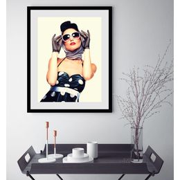Bild queence "Diva 2", schwarz (farbe rahmen: schwarz, farbe bild(er): schwarz), B:30cm H:40cm, Acrylglas, Holz, Papier, Bilder, Bild, HD Premium Poster-Druck inkl. Holzrahmen
