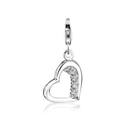 Charm-Einh&auml;nger NENALINA "Charm Herz Motiv Anh&auml;nger Cubic Zirkonia 925 Silber" Gr. 27, silber, Charms, Damen, Blacklist, Silber 925 (Sterlingsilber), Charm-Einh&auml;nger