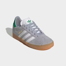 Sneaker adidas originals "GAZELLE", Damen, Gr. 34, silber (halo silber, cloud wei&szlig;, gr&uuml;n), Leder, Synthetik, Schuhe Sneaker, f&uuml;r Kinder