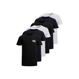 Jack & Jones T-Shirt JACK & JONES "T-Shirt JJECORP LOGO TEE O-NECK 6PK 6er Pack", Damen, Gr. S, bunt (wei&szlig;, marineblau, schwarz), Obermaterial: 100% Baumwolle CO., Shirts T-Shirt