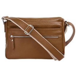 Umh&auml;ngetasche Samantha Look, Damen, Gr. B/H/T: 25cm x 22cm x 5cm onesize, braun (cognac), Leder, unifarben, Taschen Umh&auml;ngetasche, echt Leder, Made in Italy
