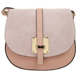 Umh&auml;ngetasche CLUTY, Damen, Gr. B/H/T: 22cm x 20cm x 6cm onesize, rosa, Leder, beschichtet, Taschen Umh&auml;ngetasche, echt Leder, Made in Italy
