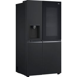 LG Side-by-Side "GSLC41EPPE", Energieeffizienz: E, silber (schwarz anthrazit), mit Instaview, K&uuml;hlschr&auml;nke, Total No Frost, LINEARCooling, Multi-Airflow, Integrierter Wassertank, Side-by-Side