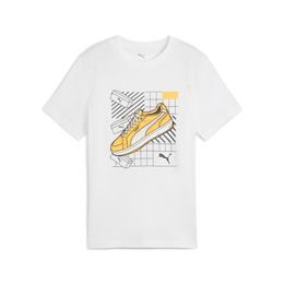 T-Shirt Puma "GRAPHICS TEE IV B", Jungen, Gr. 164, wei&szlig; (Puma wei&szlig;), Jersey, Obermaterial: 100% Baumwolle, bedruckt, regular fit normal, Rundhals, Shirts T-Shirt, Regular Fit, Rundhalsausschnitt, Kurzarm, f&uuml;r Jugendliche