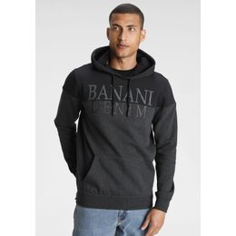 Kapuzensweatshirt Bruno Banani, Herren, Gr. XL (56/58), schwarz (schwarz grau), Obermaterial: 60% Baumwolle, 40% Polyester, bedruckt, meliert, normal, B&uuml;ndchen, Sweatshirts Kapuzensweatshirt, Langarm, bedruckt und meliert, aus Baumwollmischung