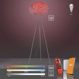 JUST LIGHT Stehlampe "LOLAsmart-NAOMI", wei&szlig;, 1, &Oslash; 46,5cm H: 140cm, 1 Stk., Leuchten, MEDION-App, IR-Fernbedienung, Bezug bei 30 waschbar, trocknergeeignet, Stehlampe