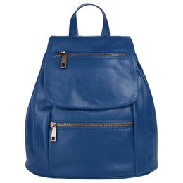 Cityrucksack Samantha Look, Damen, Gr. B/H/T: 24cm x 27cm x 11cm, onesize, blau, Leder, Rindsleder, beschichtet, leicht gl&auml;nzend, Rucks&auml;cke Cityrucksack, echt Leder, Made in Italy