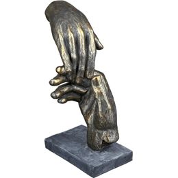 Dekofigur CASABLANCA BY GILDE "Skulptur Two hands, bronzefarben", braun, B:13cm H:21cm T:7cm, Polyresin, Dekofiguren, Dekofigur, braun