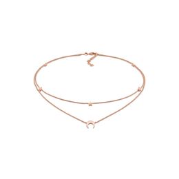 Choker Elli "Halskette Choker Layer Halbmond und Sterne 925er Silber" Gr. 36, rosa (rosegold), Halsketten, Damen, ohne Stein, Silber 925 (Sterlingsilber), Choker