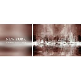 Leinwandbild queence "New York", bunt (farbe bild(er): bunt), B:100cm H:40cm T:2cm, Canvas, Holzrahmen, Bilder, Leinwandbild, Premium-Leinwandstoff, Handarbeit aus Deutschland, Spruch, 2er Set