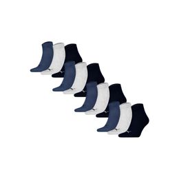 Kurzsocken Puma "Socken Quarter Plain 12P 12er Pack", Damen, Gr. 43-46, bunt (blau, grau), Obermaterial: 68% Baumwolle CO. 18% Polyamid PA. 12% Polyester PES. 2% Elasthan EL., Socken Kurzsocken