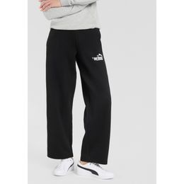 Trainingshose Puma "ESS NATURE 2.0 COMFORT LOGO STRAIGHT PANTS FL OP", Damen, Gr. S, N-Gr, schwarz (Puma schwarz), Fleece, Obermaterial: 68% Baumwolle, 32% Polyester, bedruckt, comfort fit normal, Hosen Trainingshose, f&uuml;r vielseitige Aktivit&auml;ten, mit Eingrifftaschen, sportlicher Stil