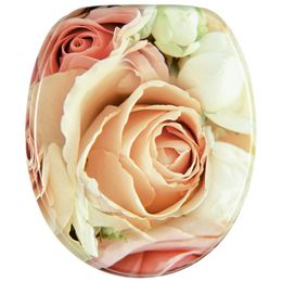 WC-Sitz Sanilo "Rosa Rose", rosa, B:37,7cm L:47cm, MDF - Mitteldichte Holzfaserplatte, WC-Sitze, WC-Sitz, mit Absenkautomatik