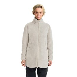 Funktionsmantel Jack Wolfskin "HIGH CURL COAT W", Damen, Gr. XS, beige (pale sand), Obermaterial: 100% Polyester, M&auml;ntel Funktionsmantel, W&auml;rmend, winddicht, &Uuml;bergangsjacke