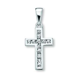 Kettenanh&auml;nger ONE ELEMENT "Zirkonia Kreuz Anh&auml;nger aus 925 Silber", silber, Schmuckanh&auml;nger, Damen, Silber 925 (Sterlingsilber), Kettenanh&auml;nger