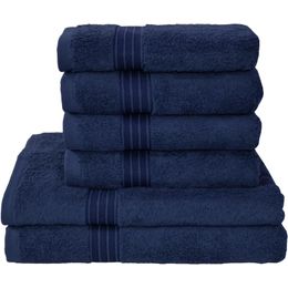 Handtuch Set Dyckhoff "Siena", blau (tintenblau), Obermaterial: 100% Baumwolle, Handtuch-Sets, Handtuch Set, in tollen Unifarben
