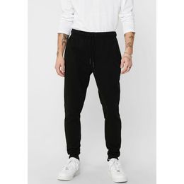 Only & Sons Sweathose ONLY & SONS "ONSCERES LIFE SWEAT PANTS", Herren, Gr. XXL, N-Gr, schwarz, angeraute Sweatware, Obermaterial: 65% Baumwolle, 35% Polyester, unifarben, relaxed fit normal, Hosen Sweathose