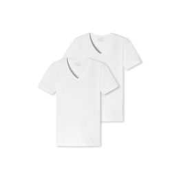 T-Shirt Schiesser "T-Shirt 2PACK T-shirt 2er Pack", Herren, Gr. L, wei&szlig;, Obermaterial: 95% Baumwolle CO. 5% Elasthan EL., Shirts T-Shirt