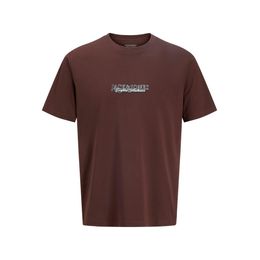 Jack & Jones T-Shirt JACK & JONES "JORBLEECKER MINIMAL TEE SS CREW NECK", Herren, Gr. S, deep mahogany, Jersey, Obermaterial: 100% Baumwolle, bedruckt, regular fit, Rundhals, Shirts T-Shirt