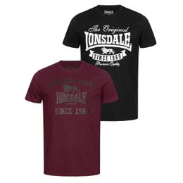 T-Shirt Lonsdale "SUSSEX-TORBAY", Herren, Gr. 3XL (64/66), schwarz (schwarz, rot), Single Jersey, Obermaterial: 100% Baumwolle, unifarben, Rundhals, Shirts T-Shirt, Topseller