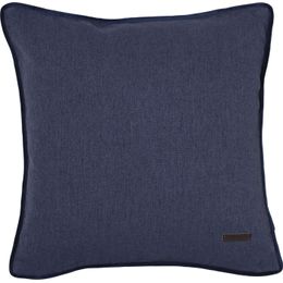 Dekokissen Esprit "Harp", blau (dunkelblau, unifarben), B:38cm L:38cm, Polyester, Dekokissen_Sitzkissen_Kissenh&uuml;llen, Dekokissen, mit Keder und Applikation, Kissenh&uuml;lle ohne F&uuml;llung, 1 St&uuml;ck