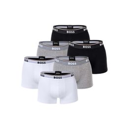 Boxershorts BOSS "Boxershort Trunk 3P Power 6er Pack", Herren, Gr. M, bunt (wei&szlig;, grau, schwarz), Obermaterial: 95% Baumwolle CO. 5% Elasthan EL., Unterhosen Boxershorts