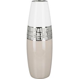 Tischvase Gilde "Pico, Dekovase", beige (beige, wei&szlig;), H:36cm &Oslash;:12,5cm, Keramik, Vasen, Tischvase, Vase aus Keramik, in Kegelform, H&ouml;he ca. 36 cm