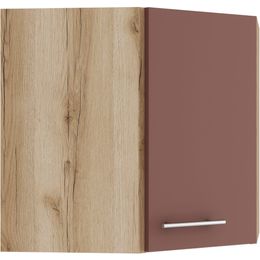 Eckh&auml;ngeschrank Optifit "Bella", rot (rostrot, wildeiche), B:60cm H:57,6cm T:34,6cm, Holzwerkstoff, Schr&auml;nke, Eckh&auml;ngeschrank, Breite 60 x 60 cm, T&uuml;ranschlag wechselbar