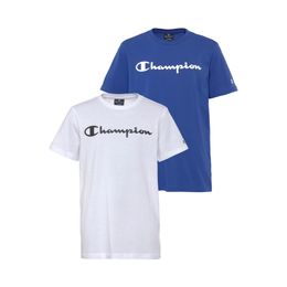 T-Shirt Champion, Jungen, Gr. XXL (176), blau (blau, wei&szlig;), Obermaterial: 100% Baumwolle, Rundhals, Shirts T-Shirt, Kurzarm, mit Logoschriftzug, aus Baumwolle und Polyester, Topseller