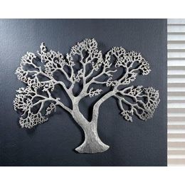 Wanddekoobjekt Gilde "Wandrelief Baum, silber", silber (silberfarben), B:78cm H:62cm T:3cm, Metall, Wanddekoobjekte, Wanddekoobjekt, Wanddeko, aus Metall, dekorativ im Esszimmer & Wohnzimmer