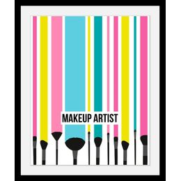 Bild queence "Makeup Artist", bunt (farbe rahmen: schwarz, farbe bild(er): bunt), B:40cm H:50cm T:3cm, Acrylglas, Holz, Papier, Bilder, Bild, HD Premium Poster-Druck inkl. Holzrahmen