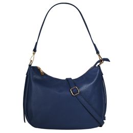 Umh&auml;ngetasche CLUTY, Damen, Gr. B/H/T: 31cm x 24cm x 7cm onesize, blau, Leder, leicht gl&auml;nzend, unifarben, Taschen Umh&auml;ngetasche, echt Leder, Made in Italy