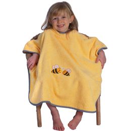 W&ouml;rner Badeponcho W&Ouml;RNER "Bienen", gelb, L:60cm, Baumwolle, Hausm&auml;ntel, Badeponcho, maschinenwaschbar, trocknergeeignet