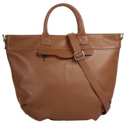 Henkeltasche Samantha Look, Damen, Gr. B/H/T: 43cm x 29cm x 11cm onesize, braun (cognac), Leder, leicht gl&auml;nzend, unifarben, Taschen Henkeltasche, echt Leder, Made in Italy