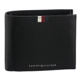 Geldb&ouml;rse Tommy Hilfiger "TH PREM LEA CC FLAP AND COIN", Herren, schwarz, Leder, unifarben, Kleinlederwaren Geldb&ouml;rse, Unisex Geldbeutel, Portemmonnai mit Logo-Schriftzug