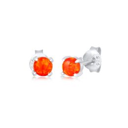 Paar Ohrstecker Elli "Ohrringe Stecker Opal Rund Synthetisch 925 Silber" Gr. 4,5, orange, Ohrringe, Damen, 4,5,mit Stein, Silber 925 (Sterlingsilber), Paar Ohrstecker