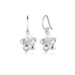 Paar Ohrh&auml;nger Elli "Ohrringe Frangipani Bl&uuml;ten Kristalle 925 Silber", wei&szlig;, Ohrringe, Damen, mit Stein, Silber 925 (Sterlingsilber), Paar Ohrh&auml;nger